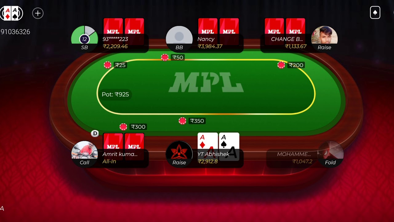 Mpl Poker 1250rs Table Short GamePlay Double AA Winning 4000rs Real ...