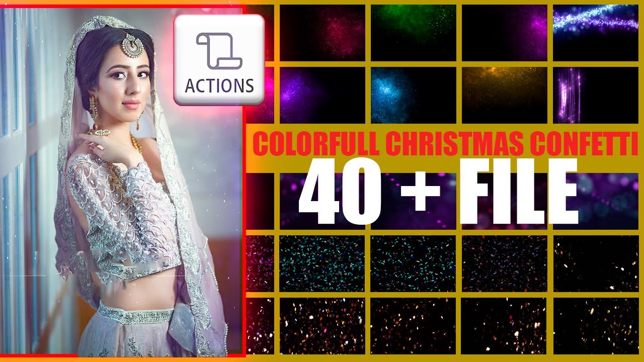Colorful Christmas Confetti & Glitter Overlays Effects Photoshop ...