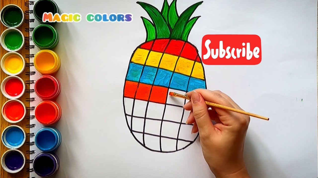 How to draw a pineapple? Step by #drawing #colors #pineapple - YouTube