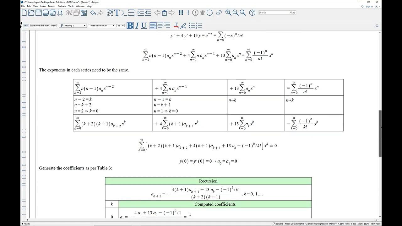 Series Solutions of ODEs in Maple - YouTube