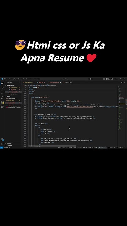 😎bablu raj 😍#hip.hop video😁 #coding html css or js ka use kar apna resume banao - YouTube