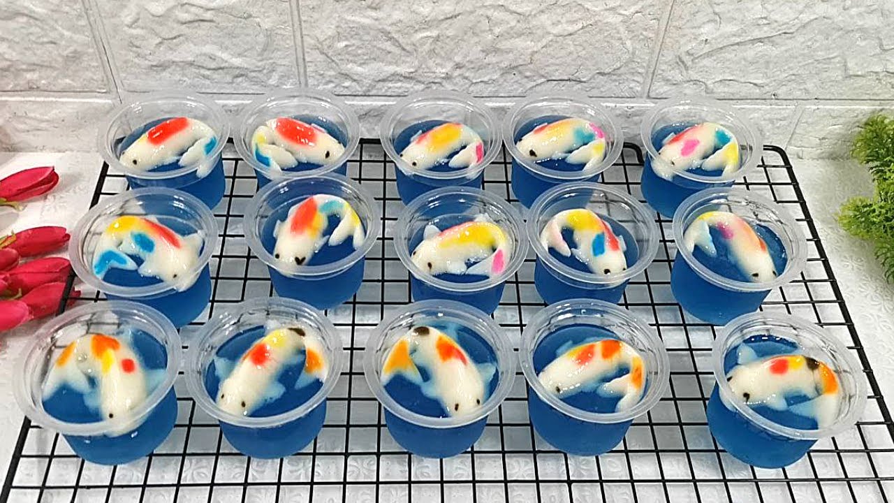 Resep Mudah Membuat Puding Cup Ikan Koi || Ide Jualan dan Isian Goodie ...