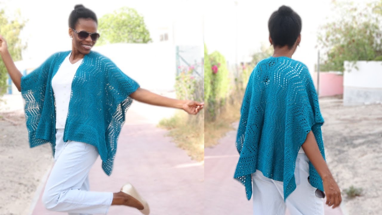 Crochet Cover up Part 1 | City Walk Crochet Cover-up Ruana| Back and ...