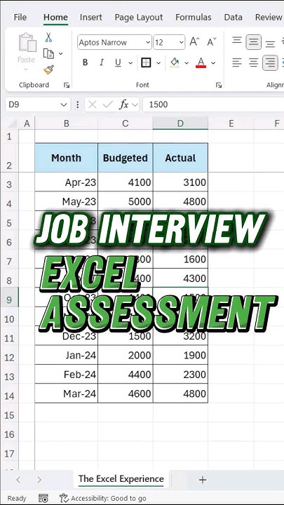 Job Interview : Excel Assessment #viralshorts #excelshorts - YouTube