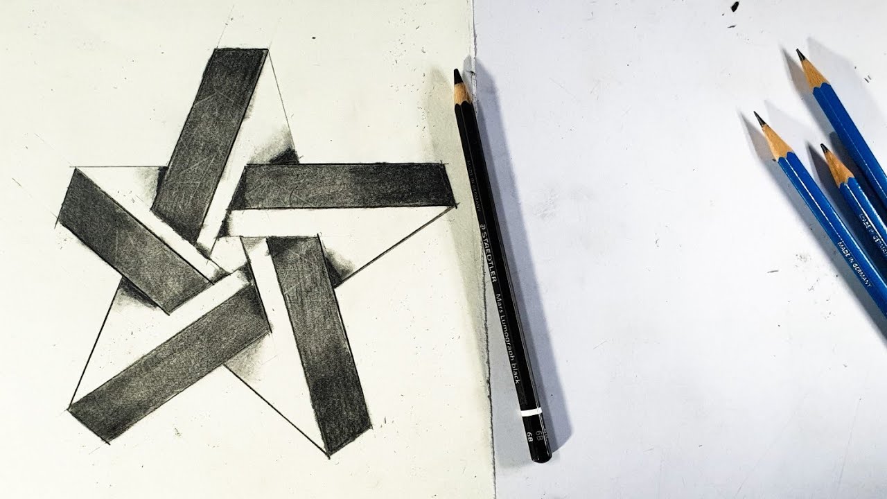 How to draw impossible star | Easy way to draw 3D star | step by step ...