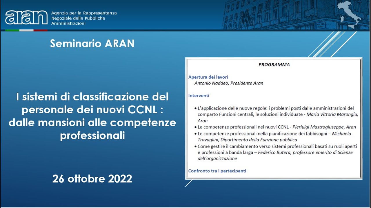 Seminario 26-10-2022 - I sistemi di classificazione del personale dei ...