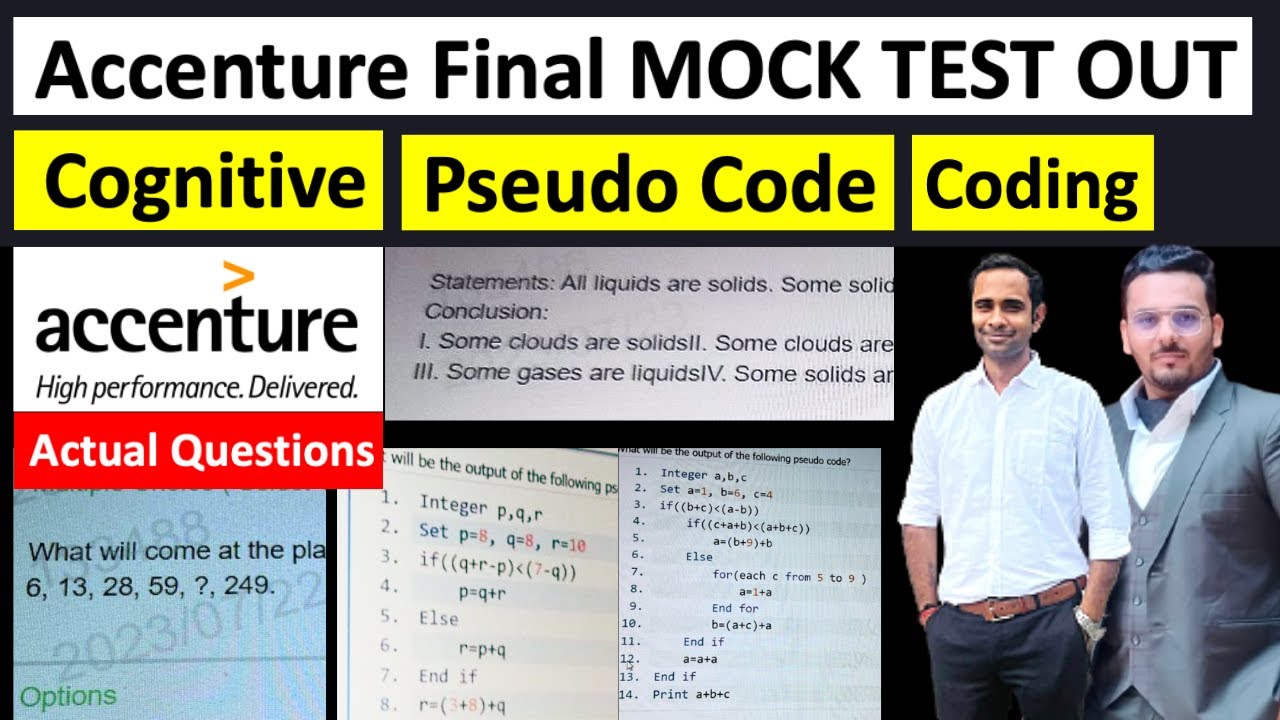 Accenture Final Mock Test Actual Questions | Cognitive, Pseudo Code ...