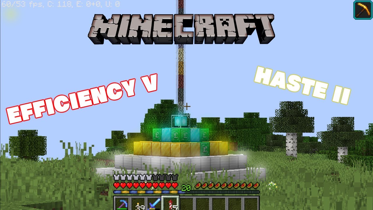Mining with efficiency V and haste II (MINECRAFT 1.14) - YouTube
