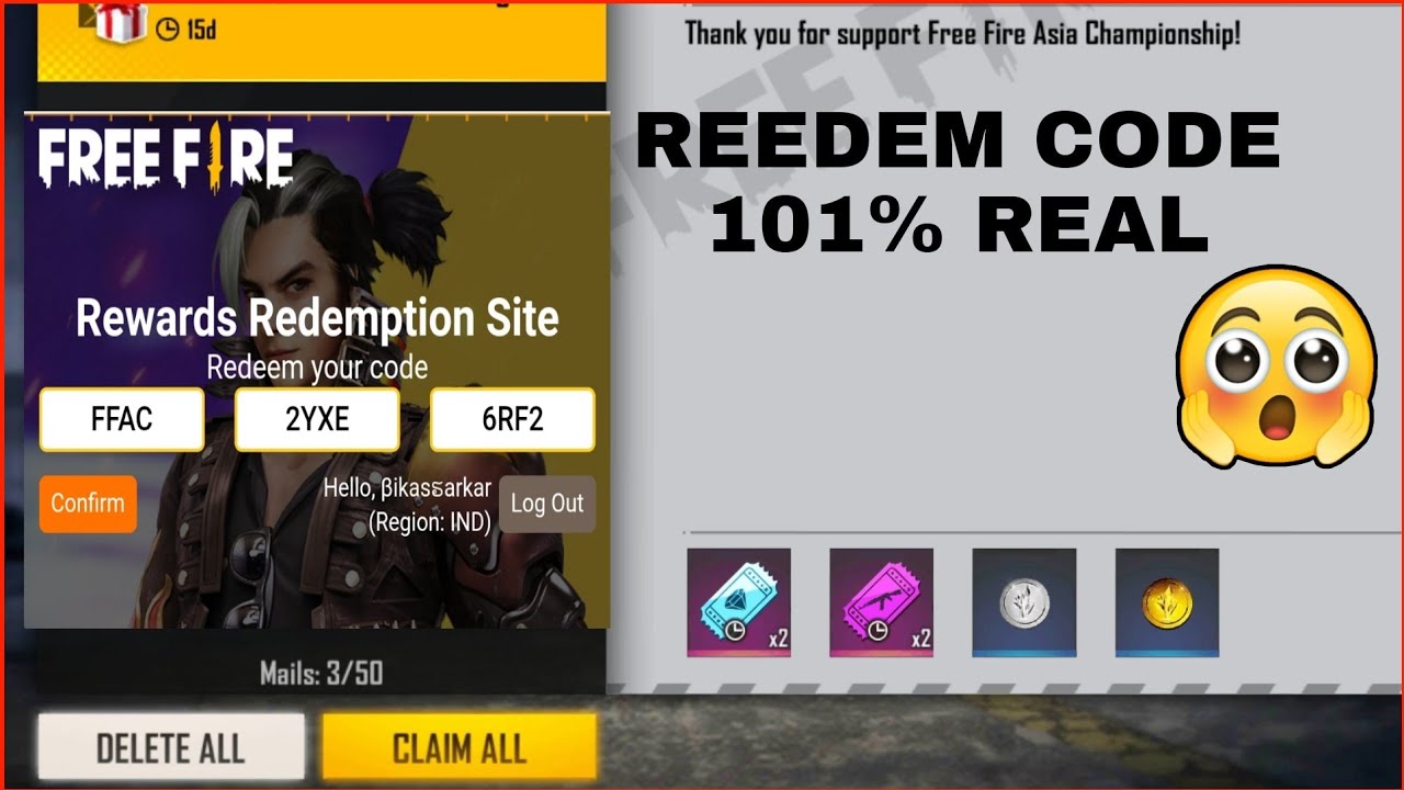 REDEEM CODE PROBLEM SOLVED || FFAC GOLD TOKEN REDEEM CODE || HOW TO GET REDEEM CODE REWARDS ...