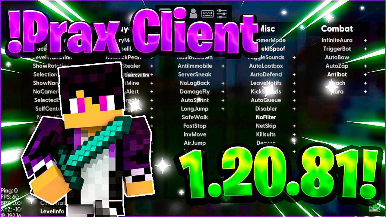 💜 !Prax Client 1.20.81 Para Minecraft Bedrock! (Fly, Xray, Give Item y más) - YouTube