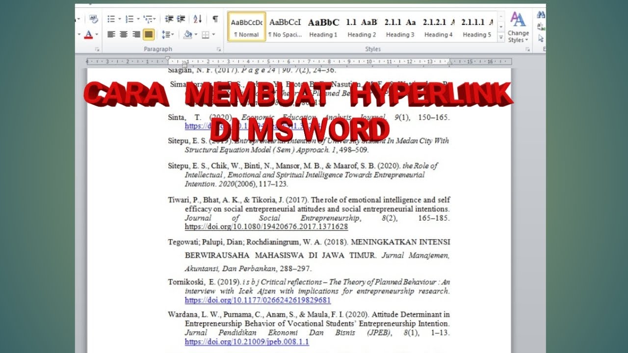 CARA MEMBUAT HYPERLINK DI MS WORD - YouTube