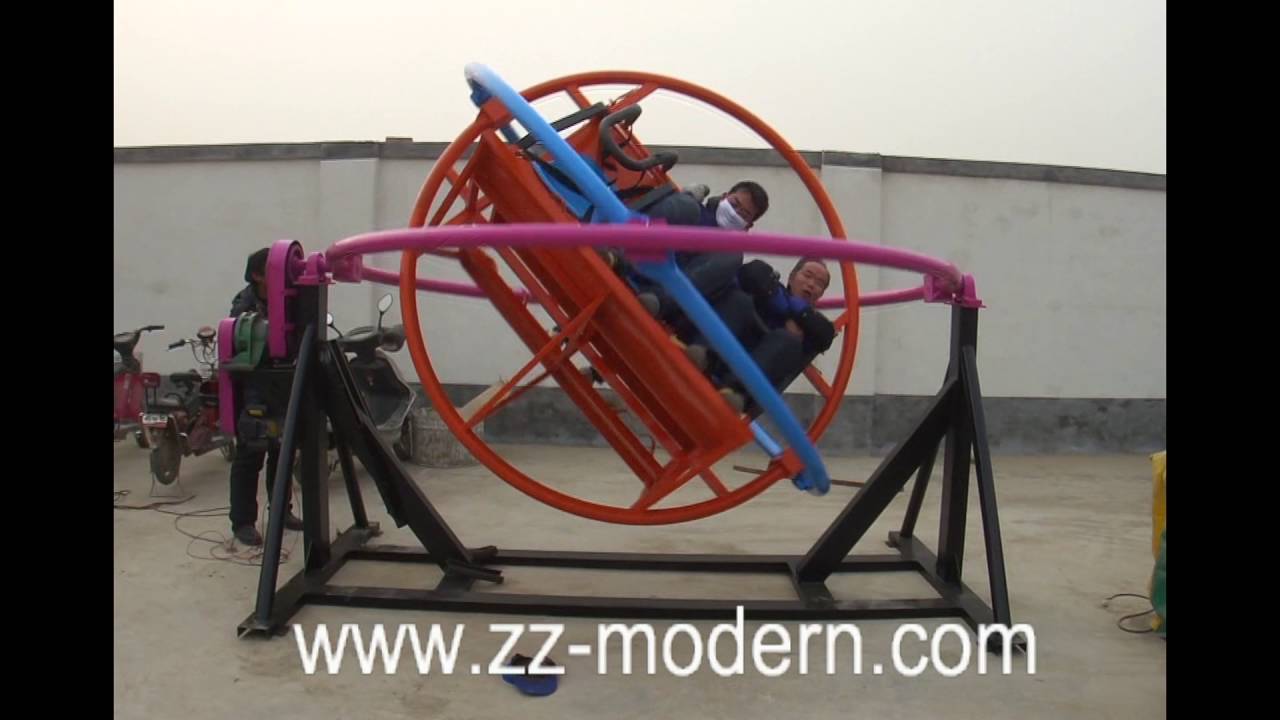 Space ring ride,human gyroscope ride for sale - YouTube
