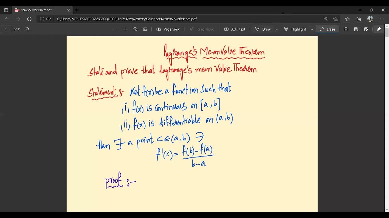problems on Lagrange's mean value theorem - YouTube
