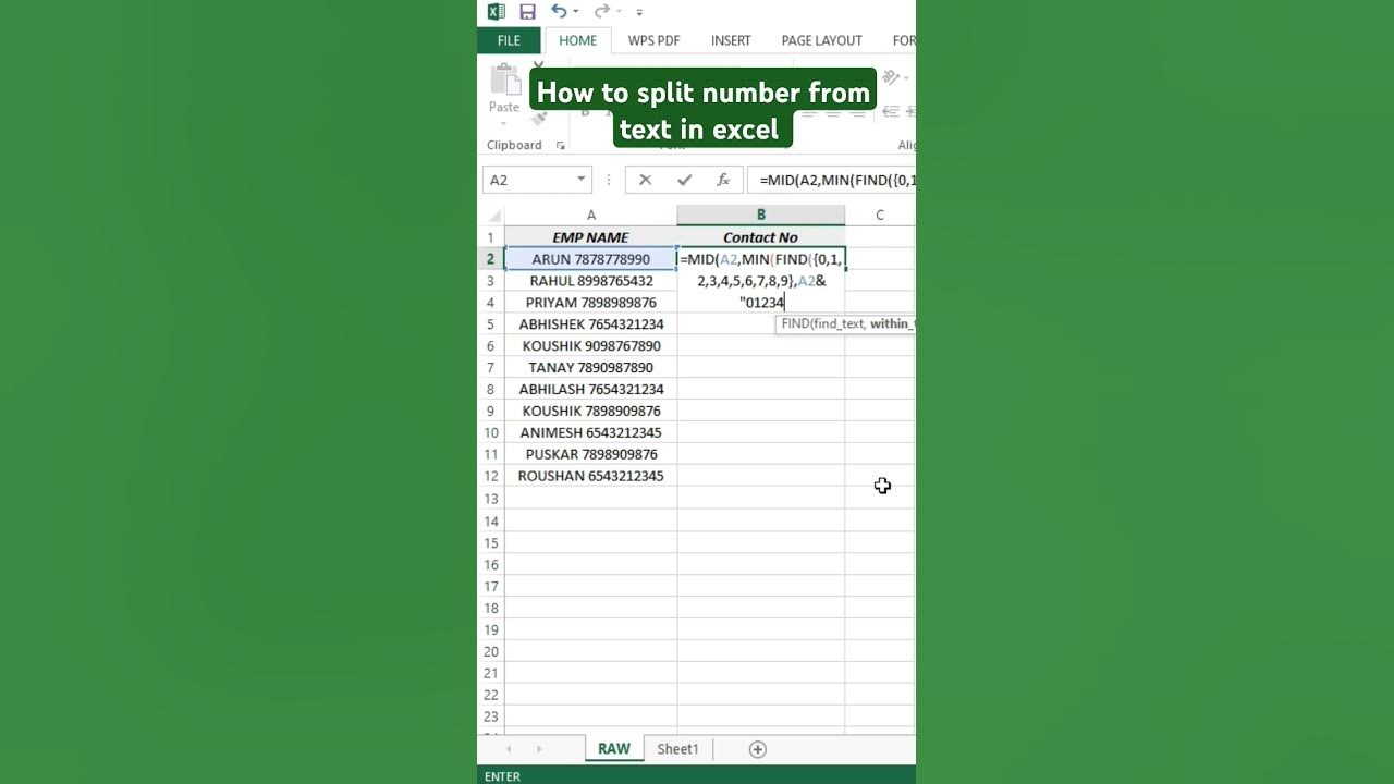 How to split number from text in excel | Excel Tutorial - YouTube
