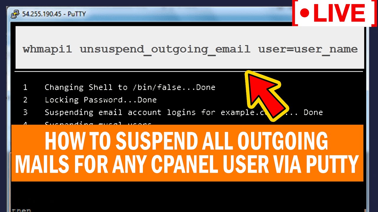 [🔴LIVE] How to suspend all outgoing mails for any cPanel users in WHM ...