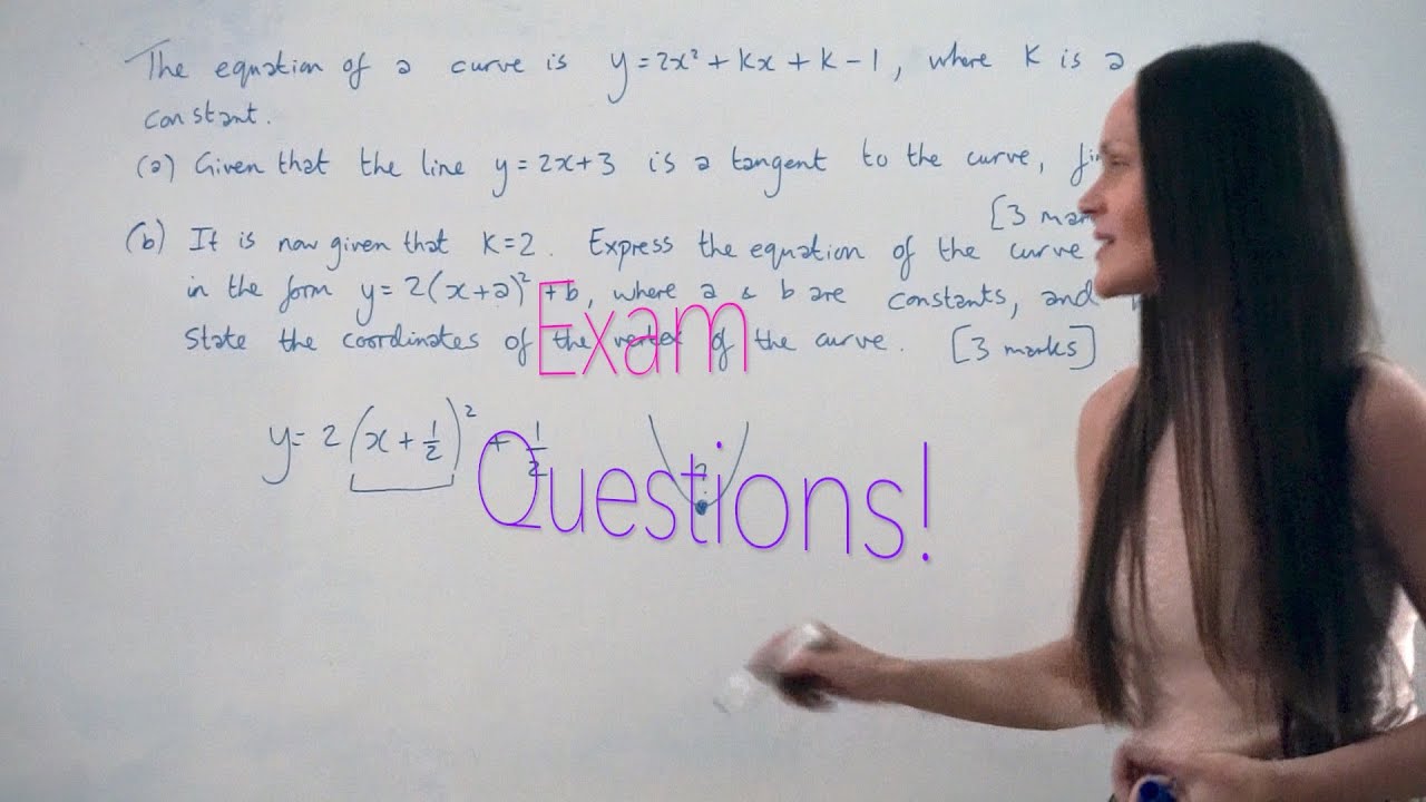 The Maths Prof: Quadratics EXAM QUESTIONS - YouTube