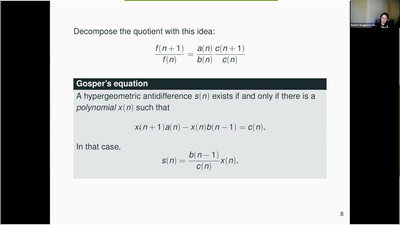 Gosper's Algorithm and Bell Numbers - YouTube
