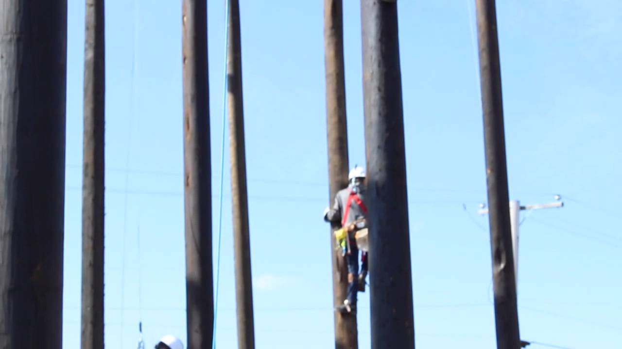 Line Tech Fundamentals students climbing poles - YouTube