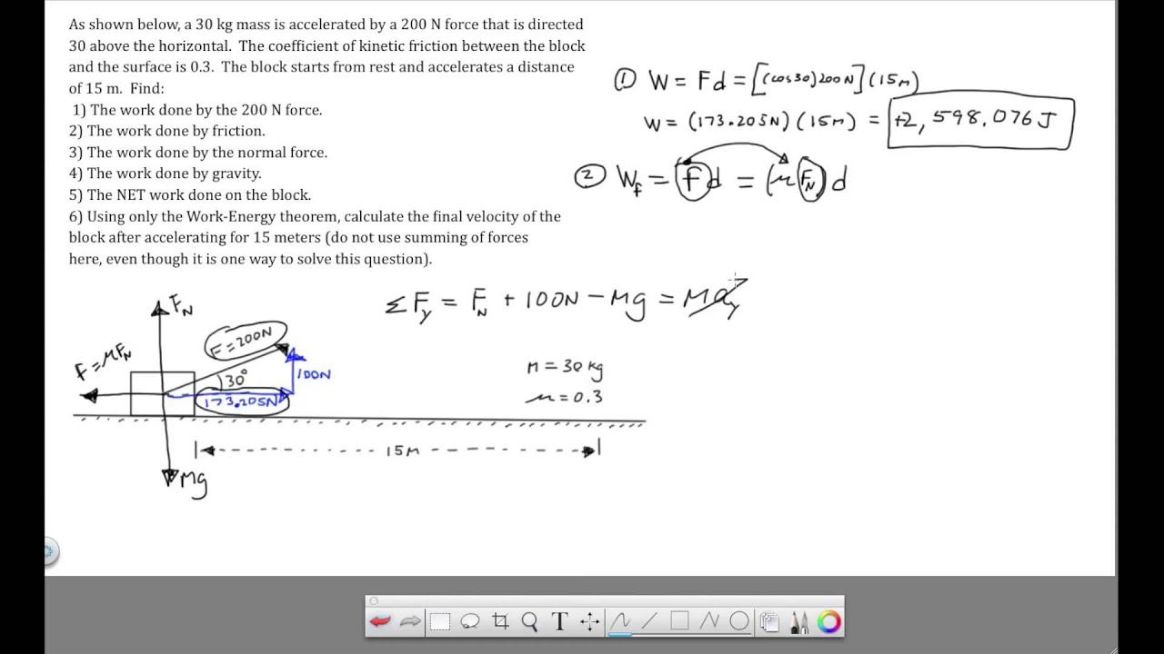 Ch 5 - Work & Energy - Finding Works Done On Mass On Level Surface.mov ...