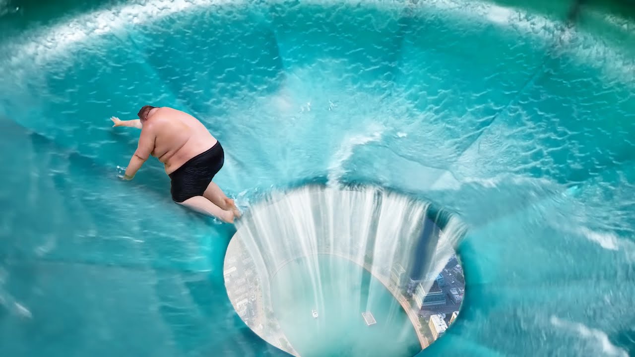 he got too SCARED on water slide.. - YouTube