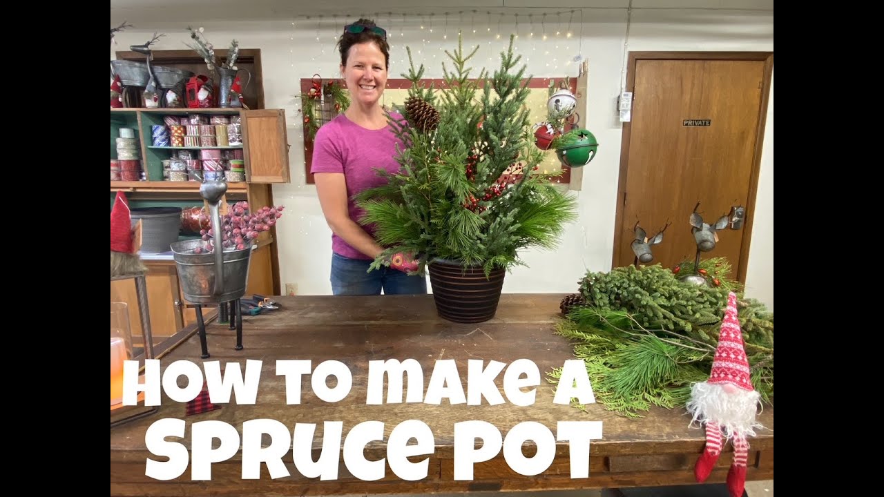 How to Create a Winter Spruce Porch Pot at home - YouTube