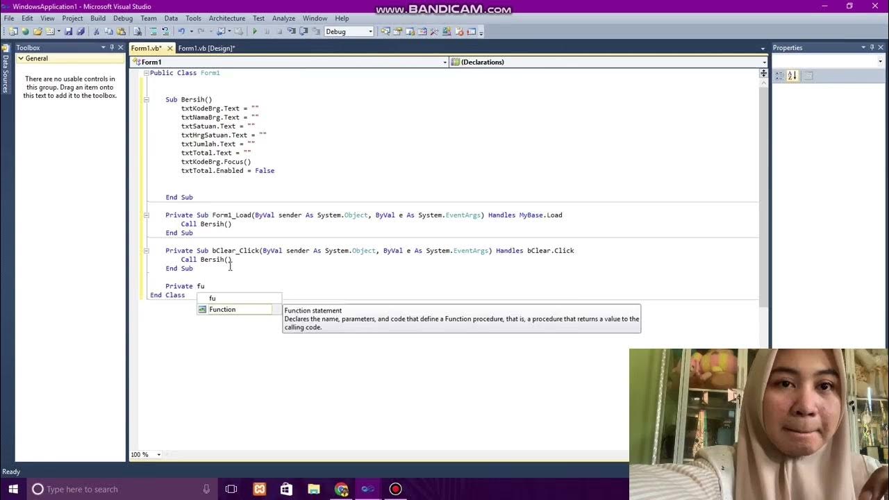 PROGRAM MENGGUNAKAN PROCEDURE FUNCTION | PEMROGRAMAN VISUAL - YouTube