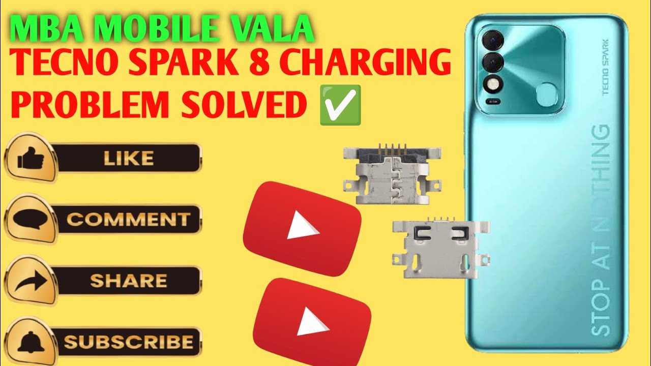 Tecno spark 8 charging problem solved - YouTube