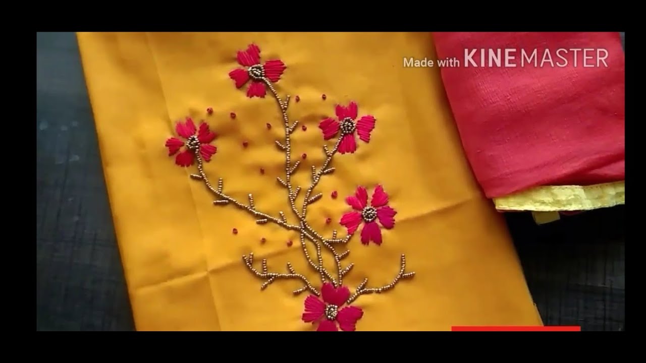 Easy Hand embroidery design for chudithar / Kurti / Salwar | Sathya ...