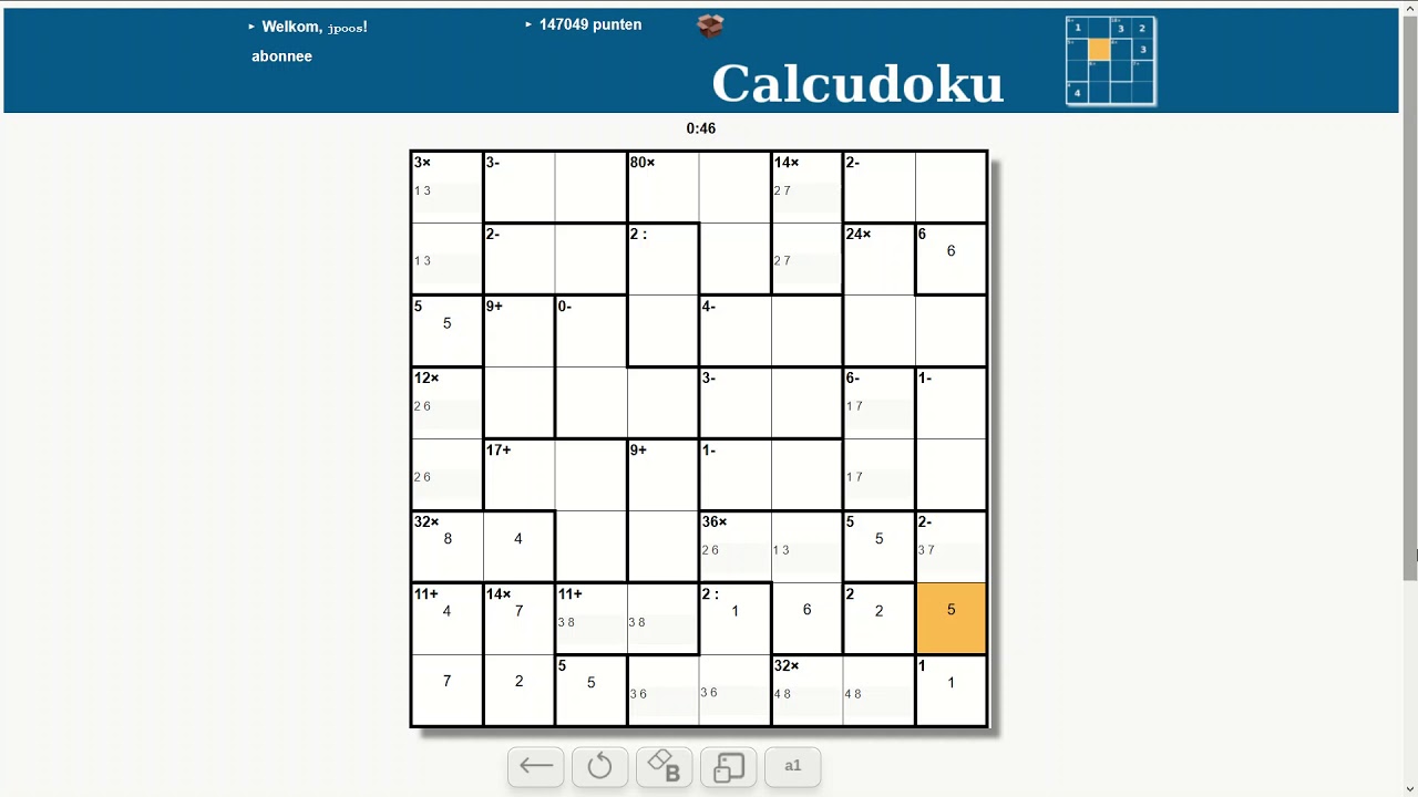 Calcudoku.org - Nice solve on fairly difficult 8x8 - YouTube