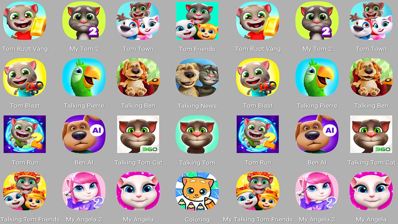 Talking Pierre,Talking Tom,, My Angela, Talking News, Talking Ben - YouTube