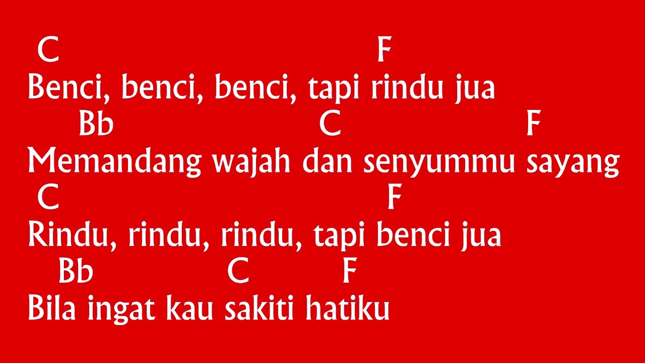 Chord & Lirik Antara Benci Dan Rindu | F | Ratih Purwasih - YouTube