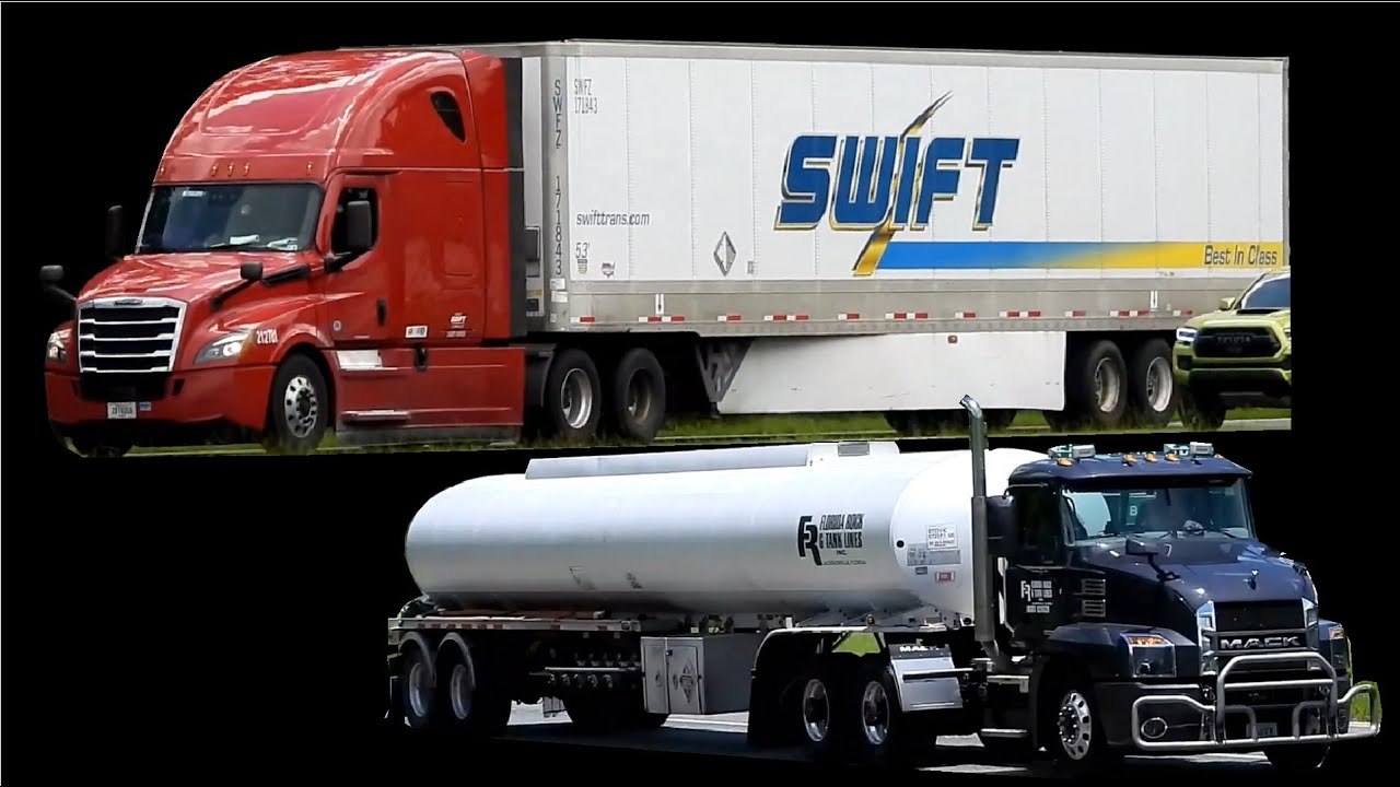 Red Freightliner Cascadia Swift | Truckspotting 71024 - YouTube