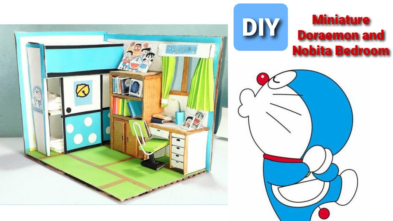 DIY Miniature Doraemon Bedroom with Cardboard, Miniature House ...