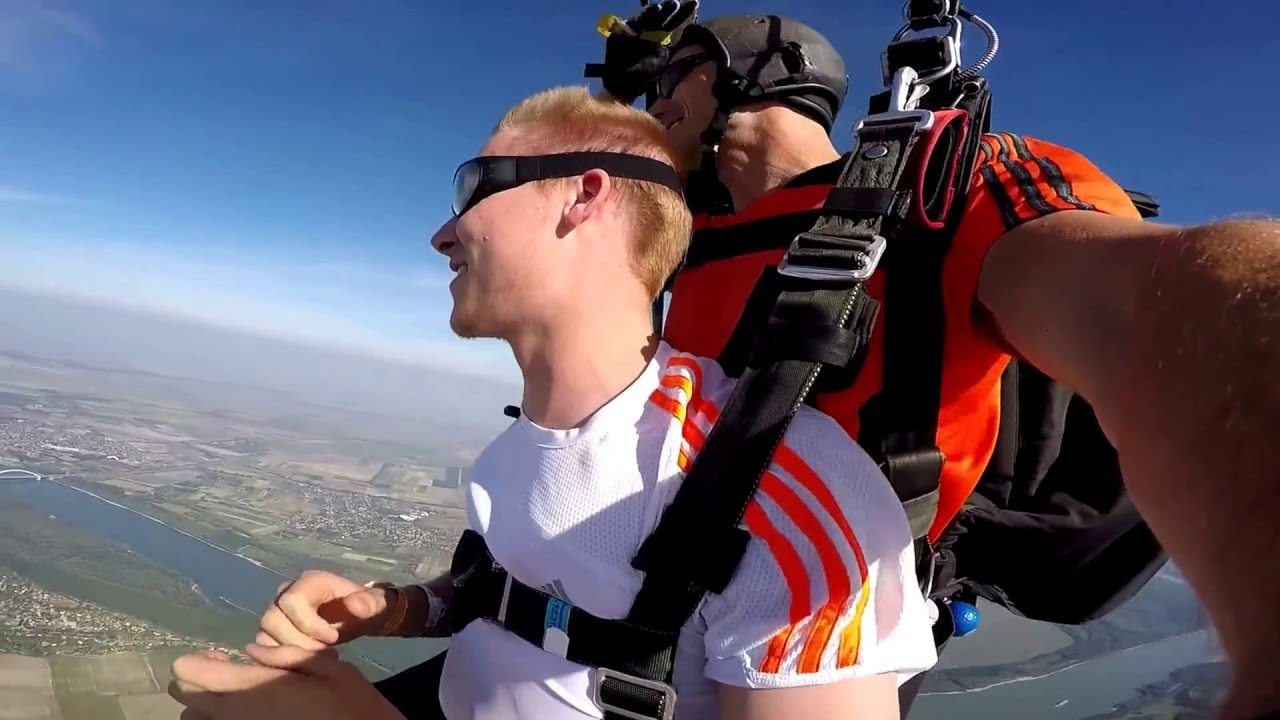 Tandem skydive with handy camera - YouTube