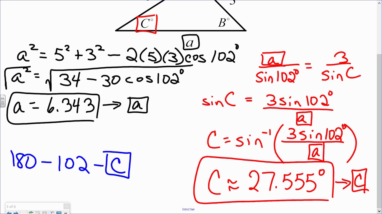 Saxon Advanced Math Lesson 81 Law of Cosines - YouTube