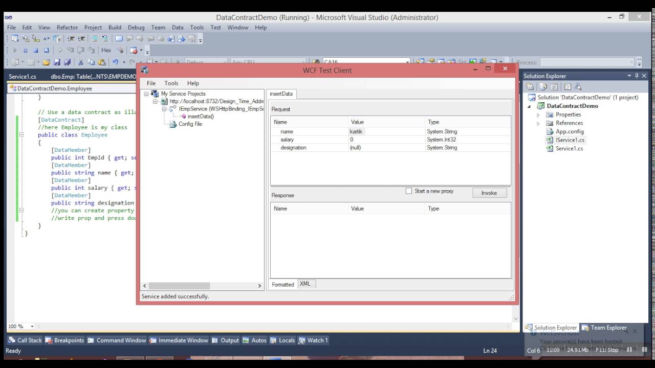 Wcf Datacontract Demo Using Self Hosting Youtube