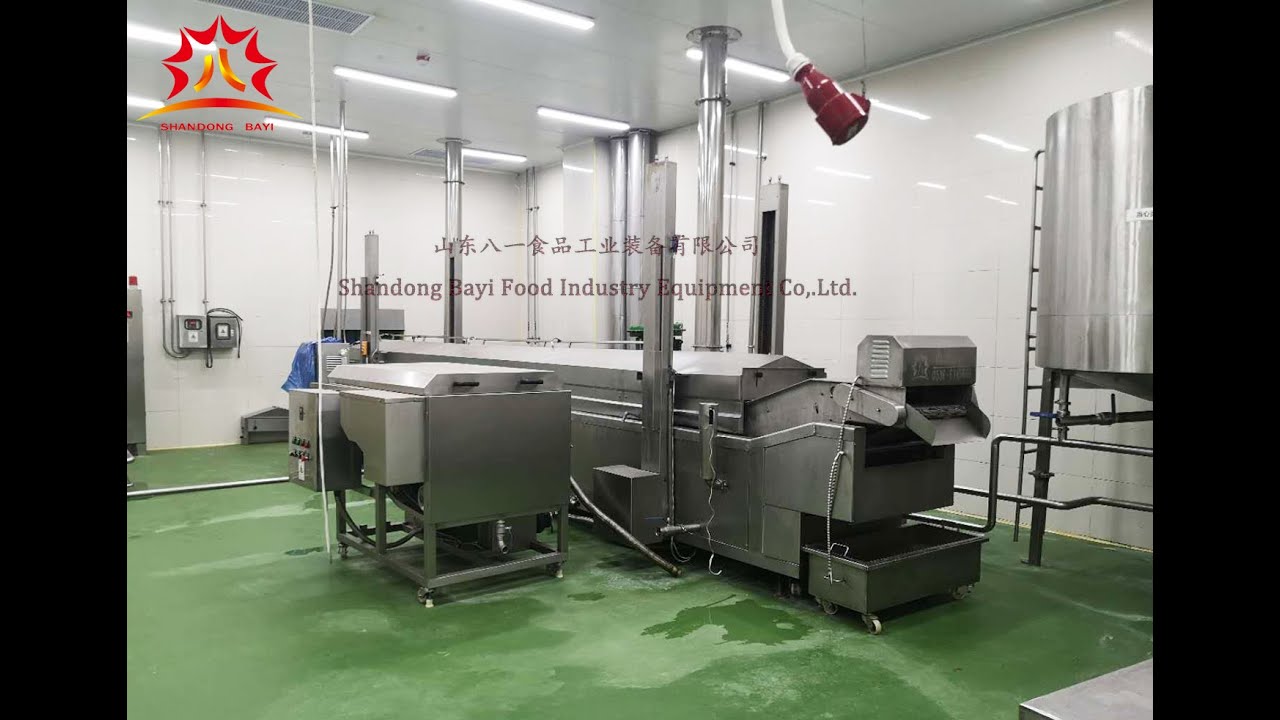 Chicken Nugget Continuous Belt Fryer Frying Machine - YouTube
