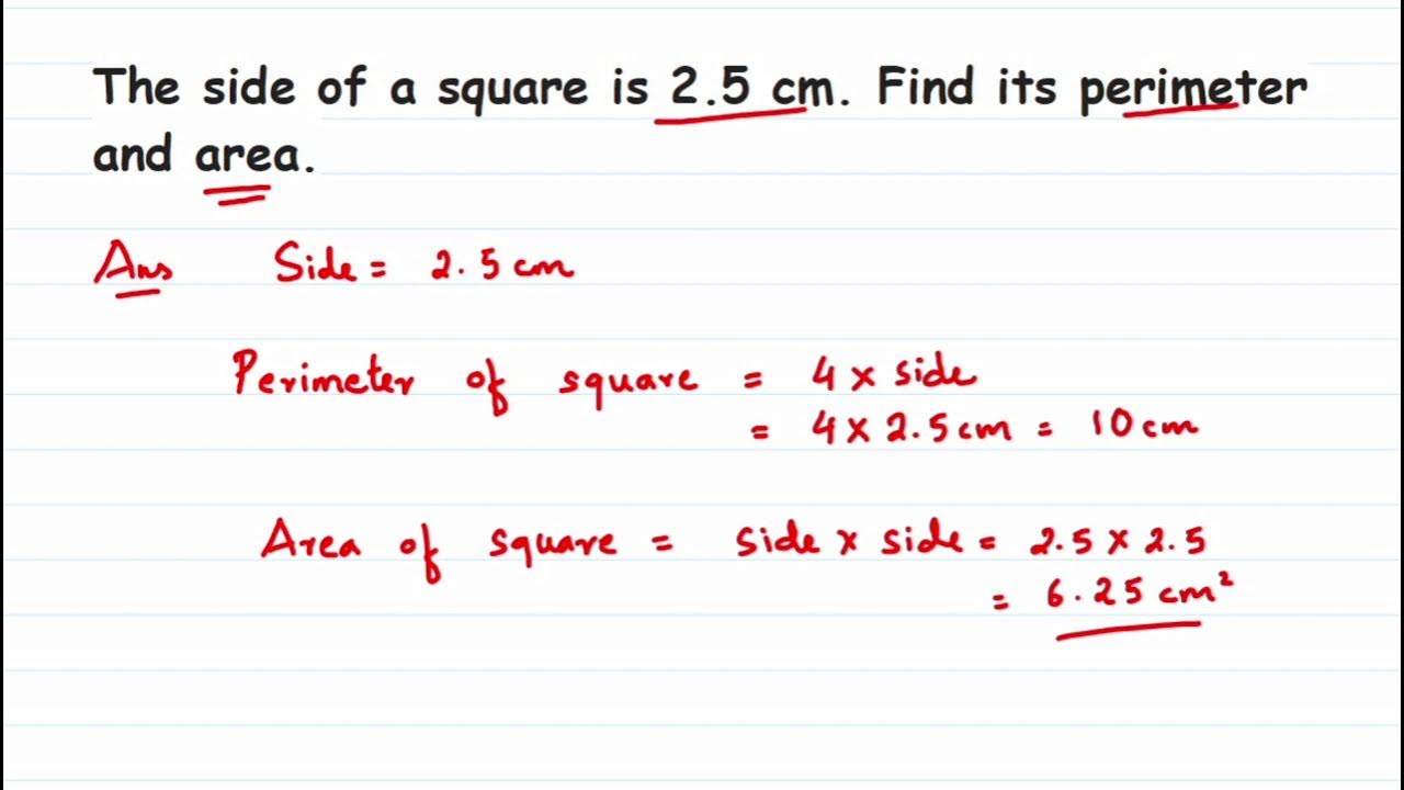 The side of a square is 2.5 cm.Find its perimeter and area/Perimeter and area/Class7 math/Axiom ...