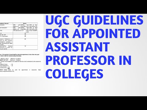UGC GUIDELINES FOR APPOINTED ASSISTANT PROFESSOR IN COLLEGES// NEW ...