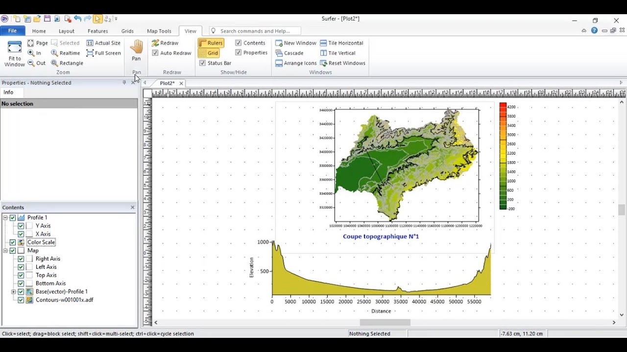 Contours & topographic profile using Surfer 16. 2020 - YouTube