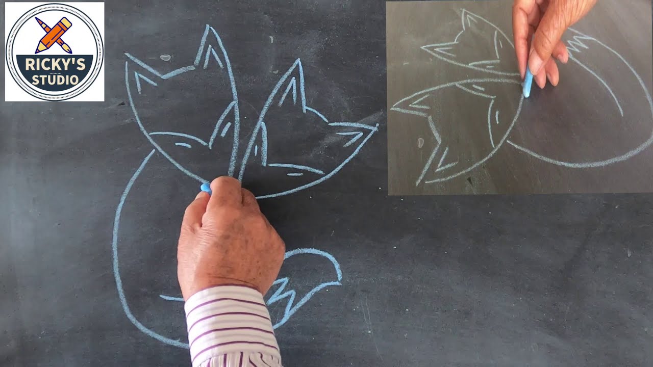 037 HOW TO DRAW TWO FOXES NESTLED TOGETHER EASILY | DRAW TWO FOXES ...