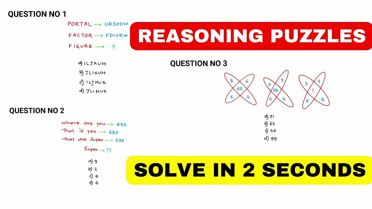 REASONING PUZZLES | FOR ASSAM 32689 POSTS | SSC CGL | SSC MTS - YouTube