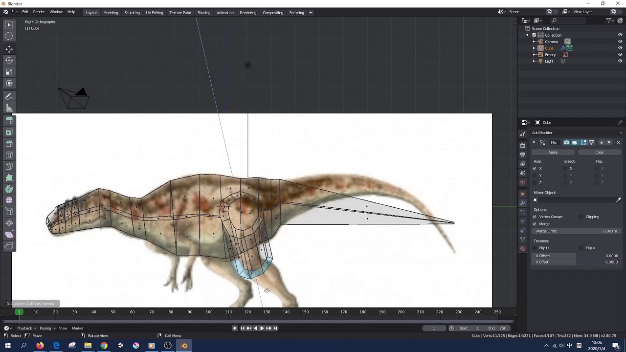 Very simple dinosaur making process in blender - YouTube
