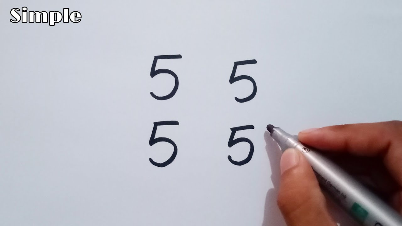 How to Draw Elephant with Number 5555 very easy | हाथी Drawing Tutorial ...