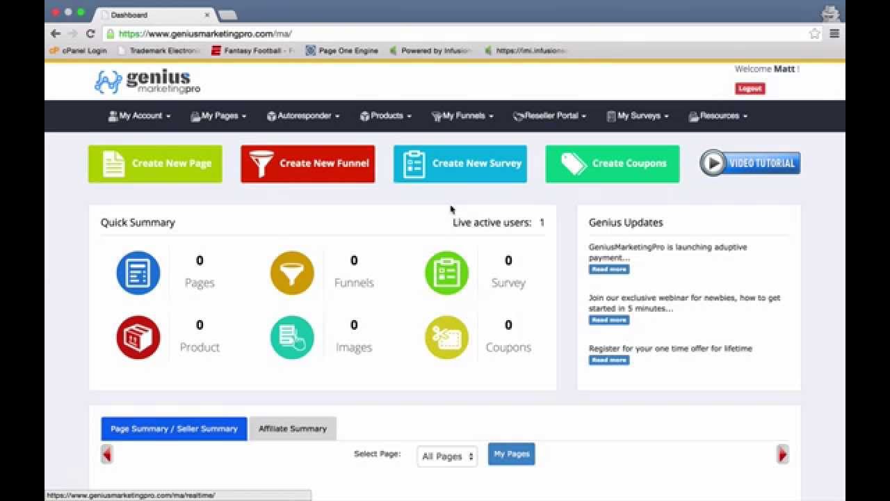 Genius Marketing Pro Demo & Tour 1 - YouTube