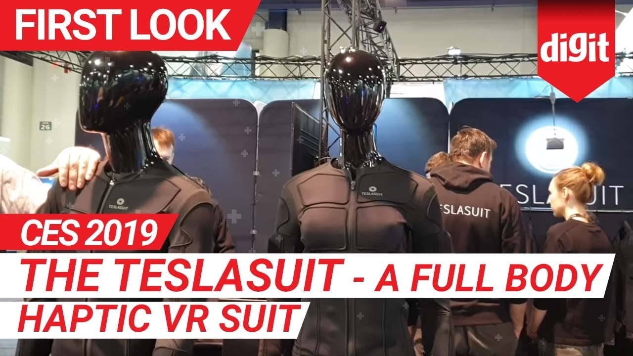 Ces 2019 The Teslasuit A Full Body Haptic Vr Suit With 60 Sensors In It Youtube
