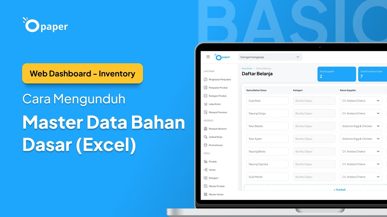 Basic: Cara Download Master Data Bahan Dasar (Excel) - YouTube