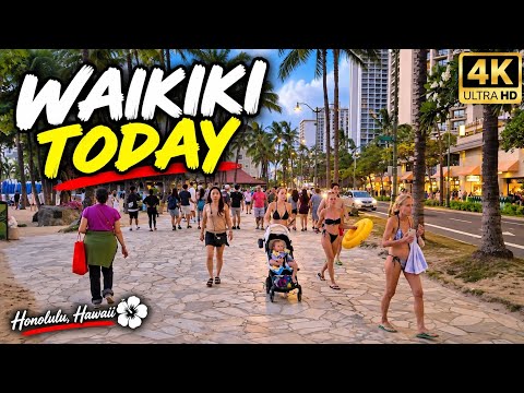 🌴 Waikiki Today | Busy Streets & Beach Walk in Honolulu, Hawaii 4K