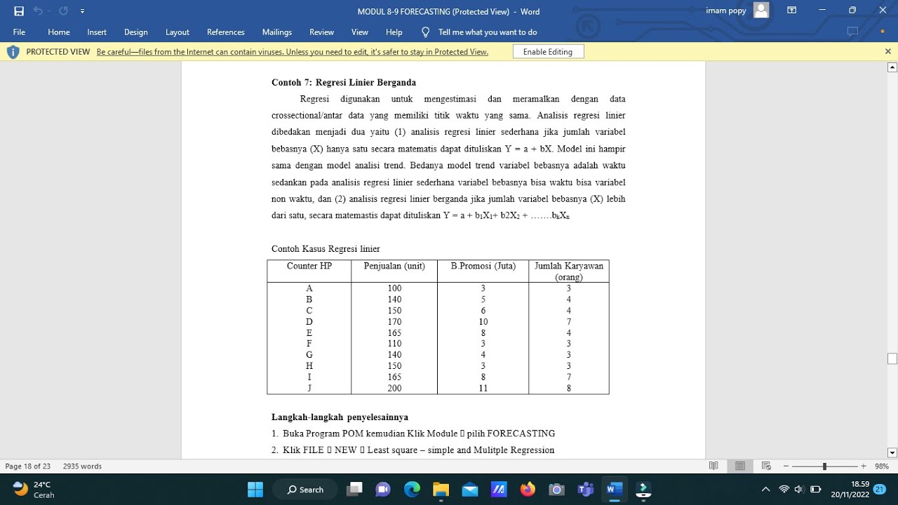 Modul forecasting (contoh latihan soal 7) - YouTube