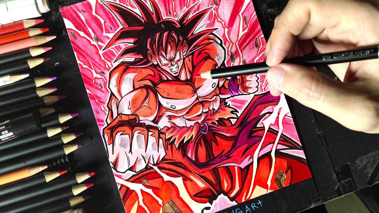 Drawing Goku Kaioken | Ape King Art - YouTube